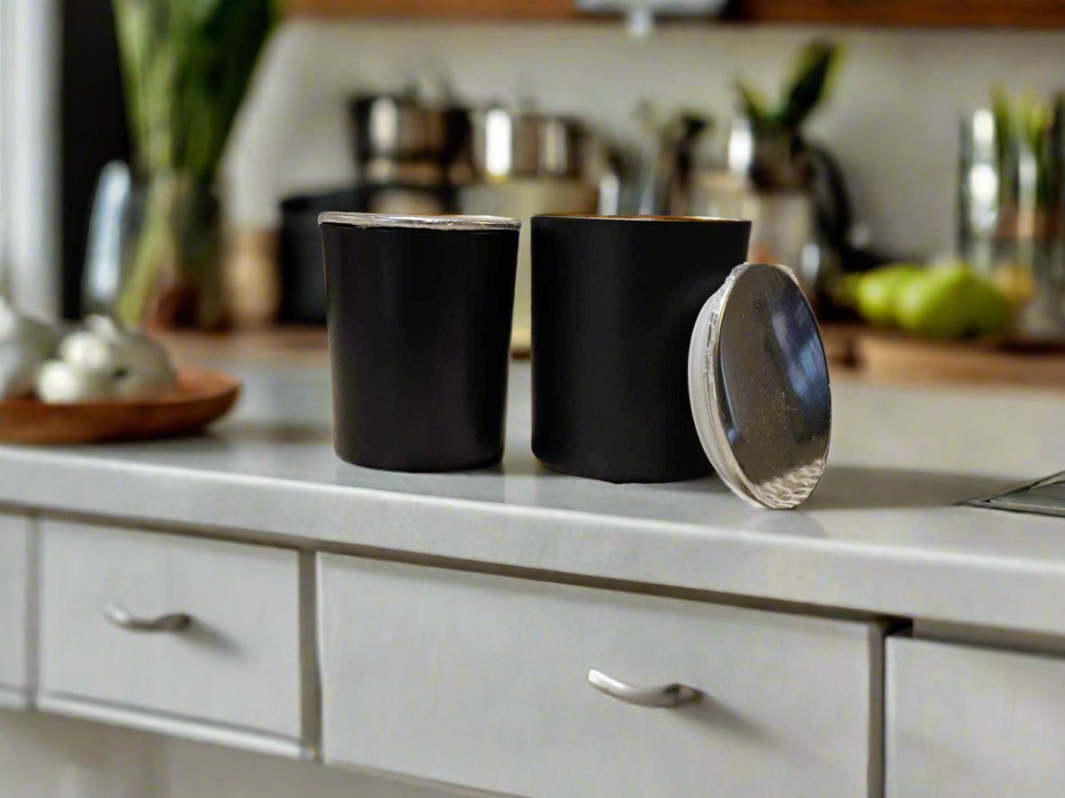 White Label Candles | Black Candle Jars with Silver Lids – kourage & co.